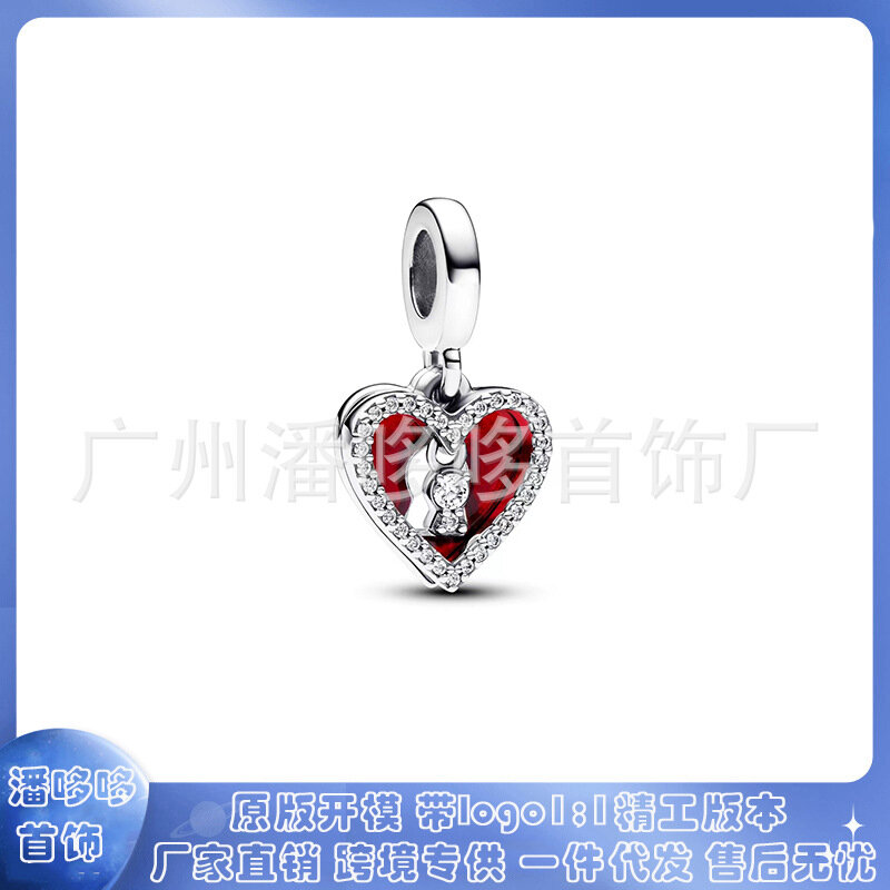 Бусины Pandora из посеребренной меди 925 пробы, подвеска "Триумфальная арка", подвеска в форме сердца для самостоятельного изготовления, бусины Pandora.