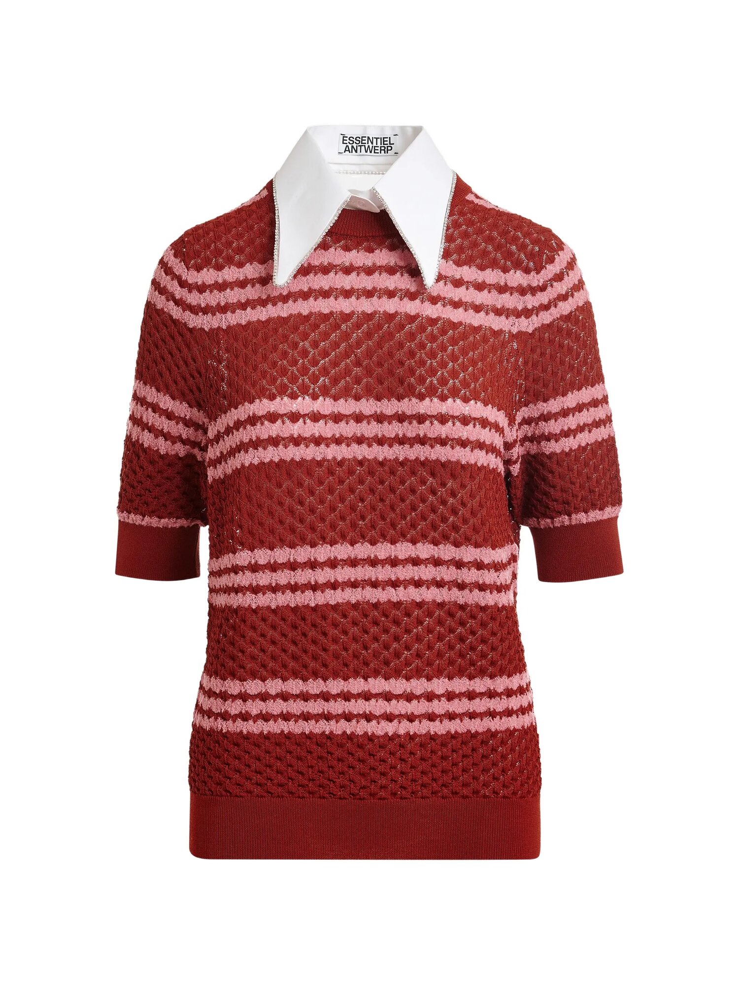 Футболка Striped embellished-collar T-shirt