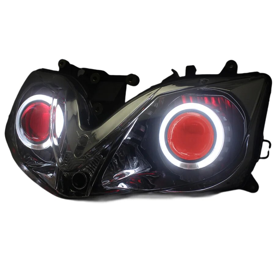 Мотоциклетные светодиодные фары «Ангельские глазки» в сборе, HID-проектор, биксеноновые фары для Honda CBR 600 CBR600 F4i 2001-07 Черный, White Red