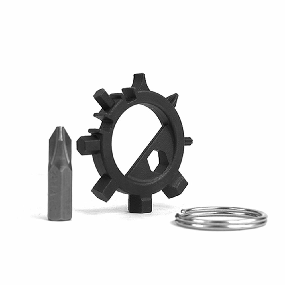 Инструмент для резьбы Octopus EDC Gear для открытия бутылок, ремонта велосипедов, бытовой техники, кампинга, выживания из нержавеющей стали 304, черный, серебристый, 12-в-1, длина 4*4*0.5 см, кольцо 25*25*5 мм, отдельная головка 2.5*0.8*0.7 см, вес 29.5
