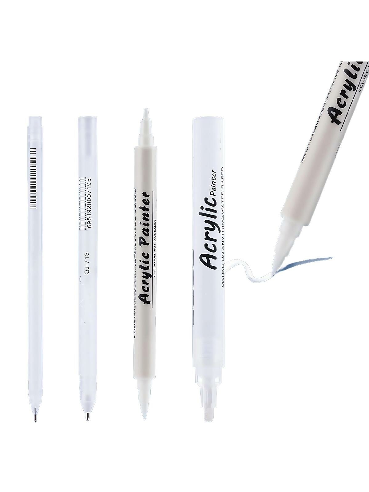 4шт Белая акриловая краска-маркер Водостойкий акриловый маркер для рисования