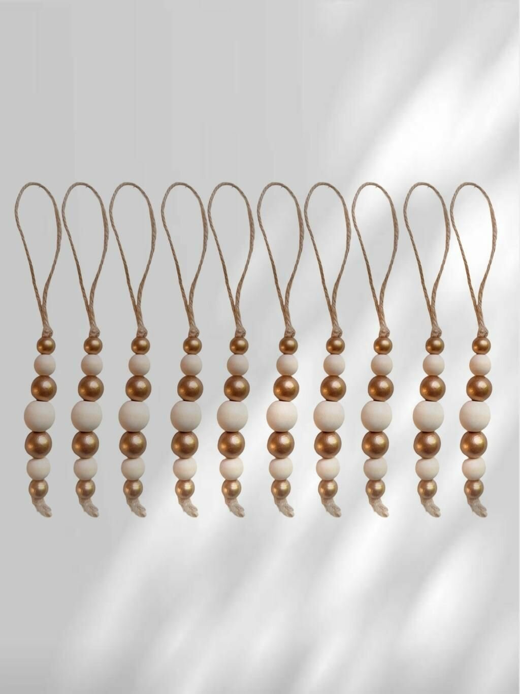 Деревянные бусины для украшения ёлки, 10 шт, - 4