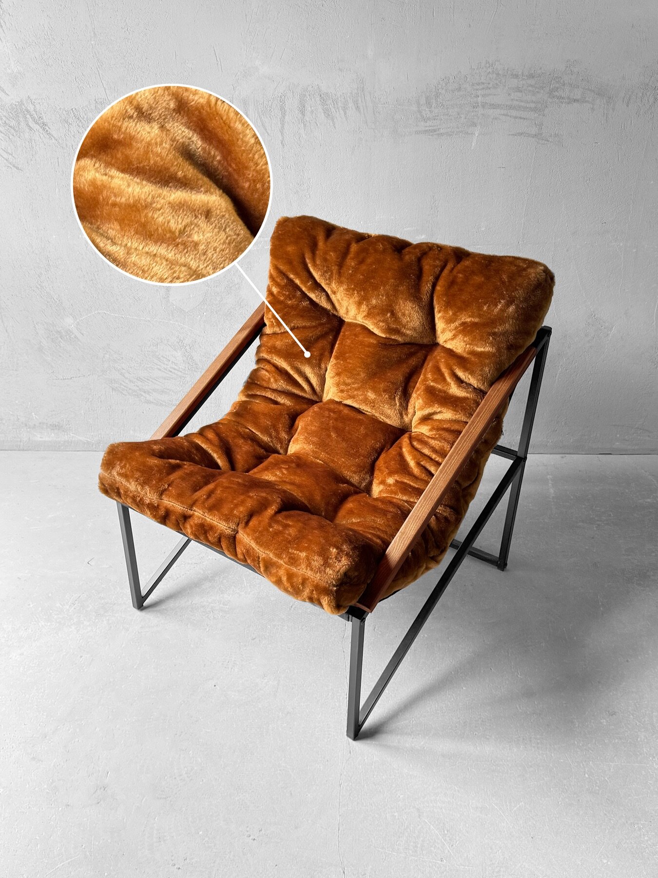 Кресло в стиле лофт Лофтовик Слэш ++ мех коричневый