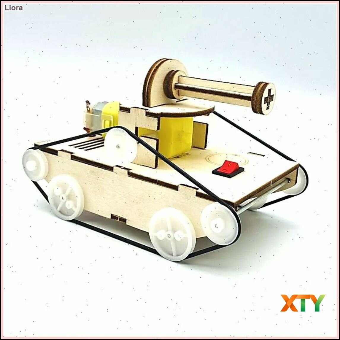 Конструктор электронный деревянный для детей "танк", занимательная физика.