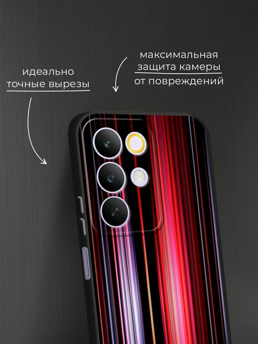 Черный матовый чехол на Realme C85 / Реалми C85 с принтом Оттенки красного