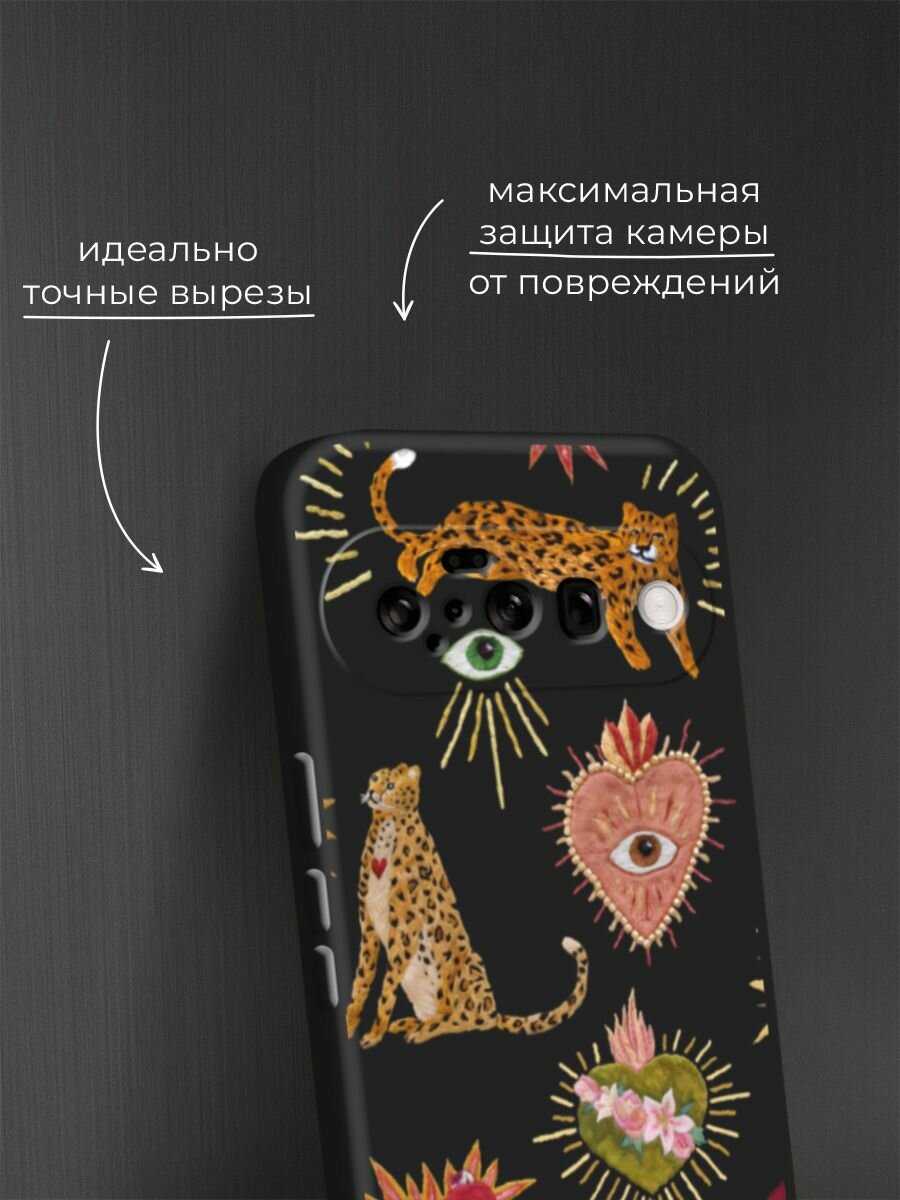 Черный матовый чехол на Google Pixel 10 / Гугл Пиксель 10 с принтом "Сюрреализм паттерн" — фото 1
