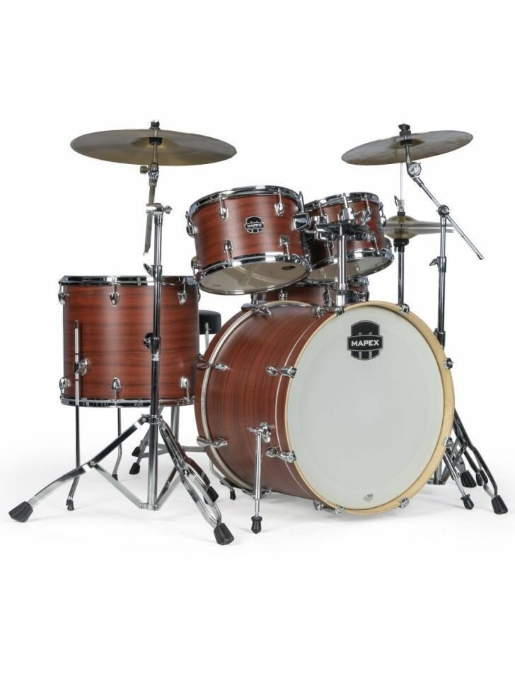 Mapex LTVE5295FTCRI Ударная установка из 5-ти барабанов, Venus series: BD2216, TT1007, TT1208, FT1614, SN1450, TH652, педаль P410, стойки: S400, H410, B400*2, стул T400, тарелки 14"HIHAT + 16"CRASH + 18"CRASH RIDE, цвет Redwood