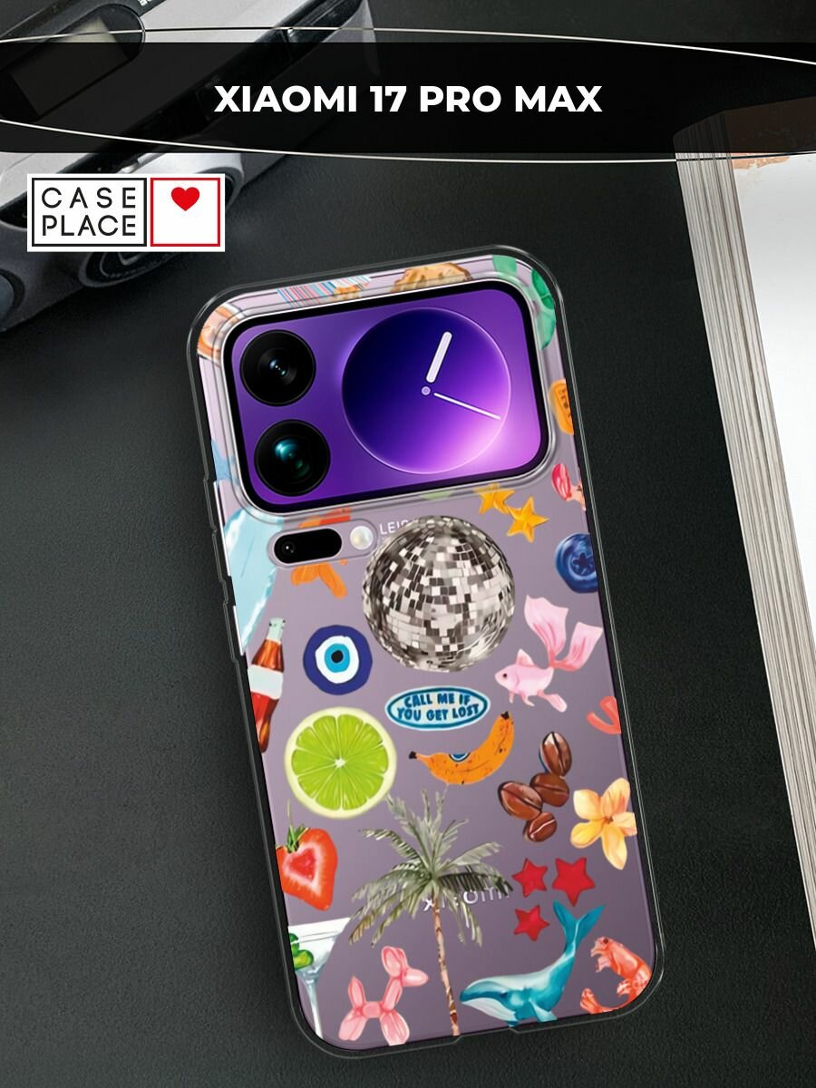 Чехол на Xiaomi 17 Pro Max / Сяоми 17 Про Макс с принтом Пляжные атрибуты, прозрачный