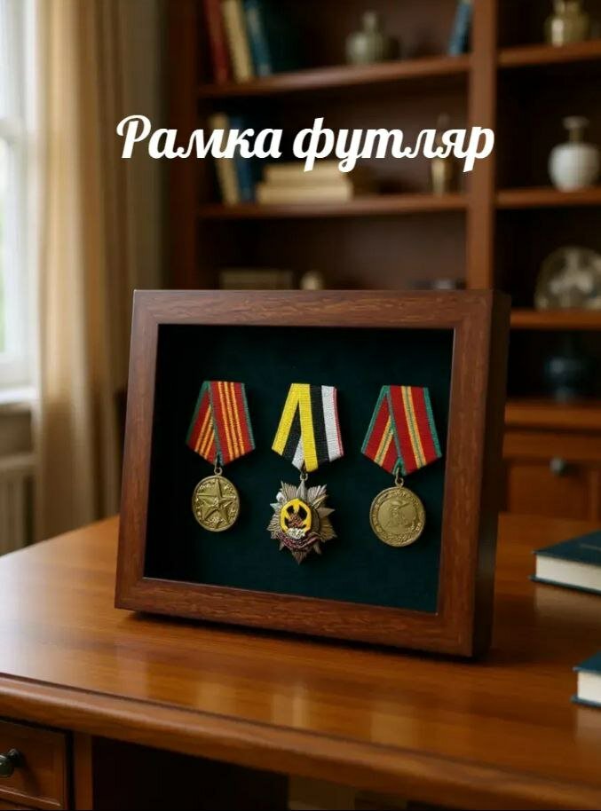 Рама планшет ручной работы для медалей, орденов и нагрудных знаков, бордовая