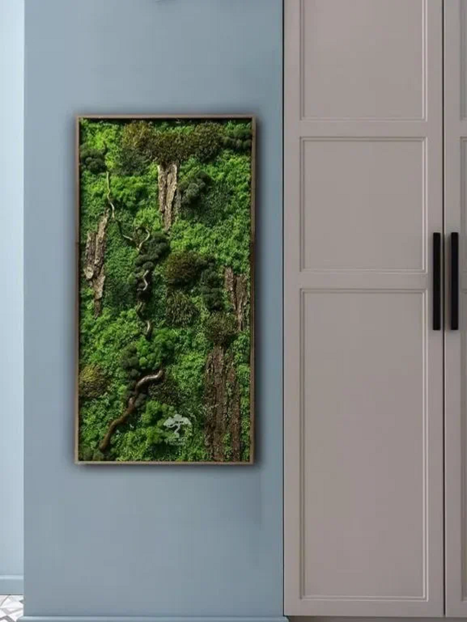 Панно/картина в раме "На опушке". Венге, 100*50 см. Дом Мха - MossArt.