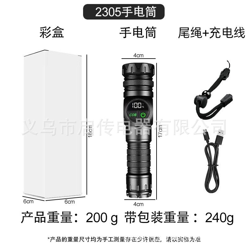 Amazon мощный фонарик с белым лазером и цифровым дисплеем, сильный магнитный фонарик, боковой светильник, двойной