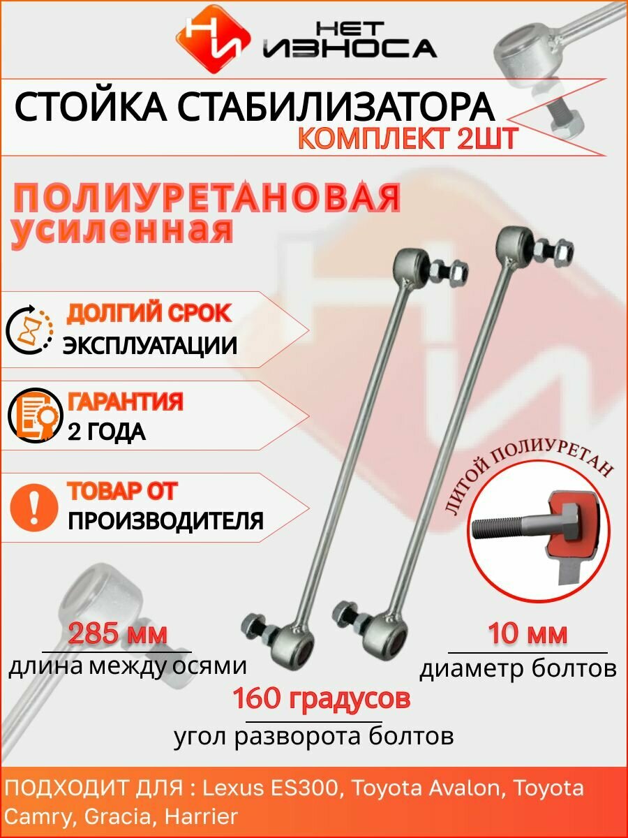 Стойки стабилизатора полиуретановые усиленные NL057-2 (левая и правая) Lexus ES300, Toyota Avalon, Toyota Camry, Gracia, Harrier