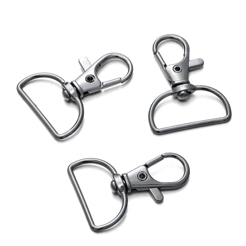 Карабин застежка для ключей, сумок, автомобильных брелоков 10 шт. 40 х 29 mm. Цвет пистолет чёрный