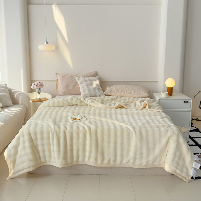 Плед из кроличьего меха напрямую с фабрики, утолщенный и плюшевый для зимы, плед для сна, простыня для студентов в