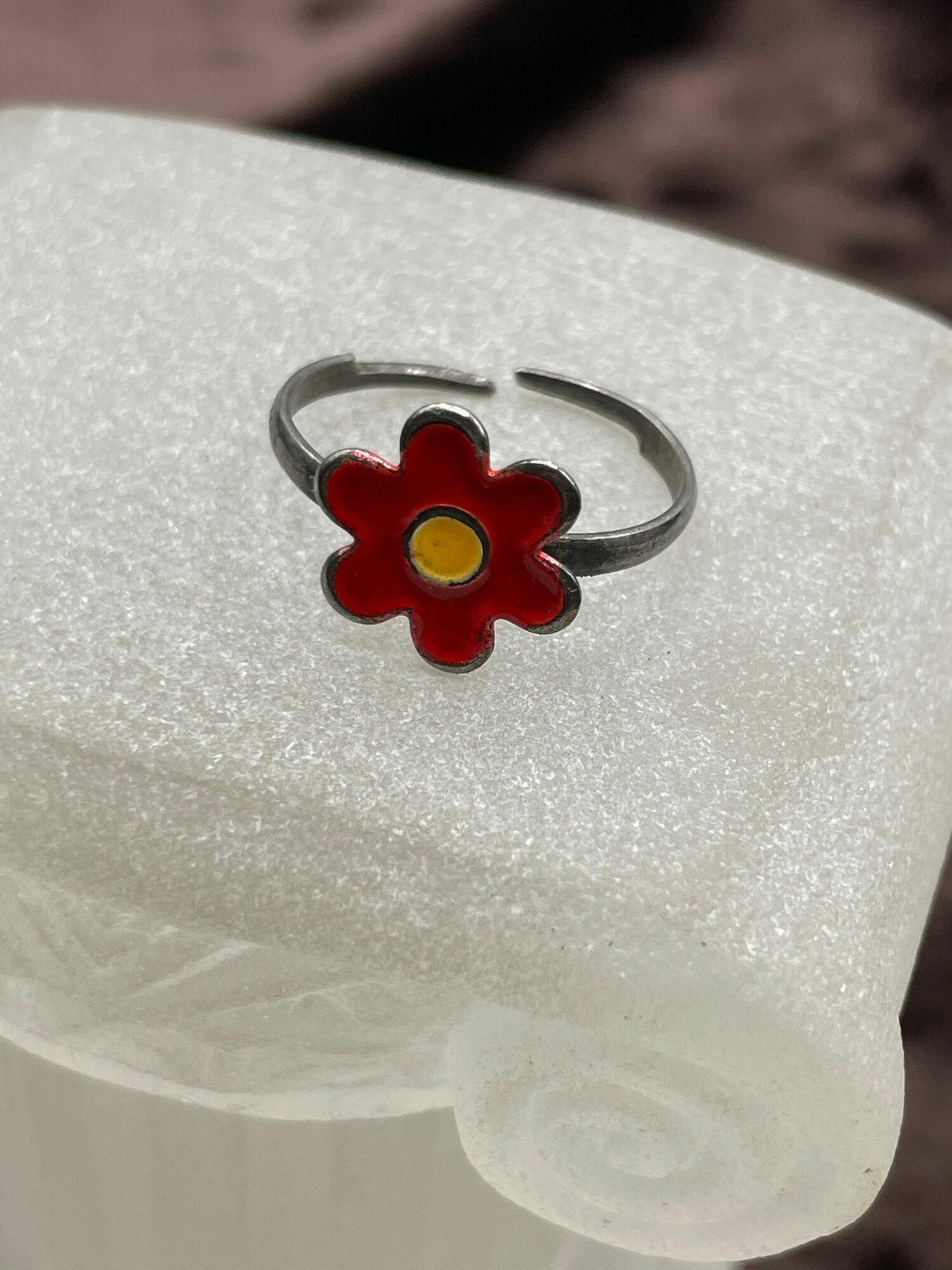 Винтажное кольцо в виде цветка, эмаль, размер 13-15