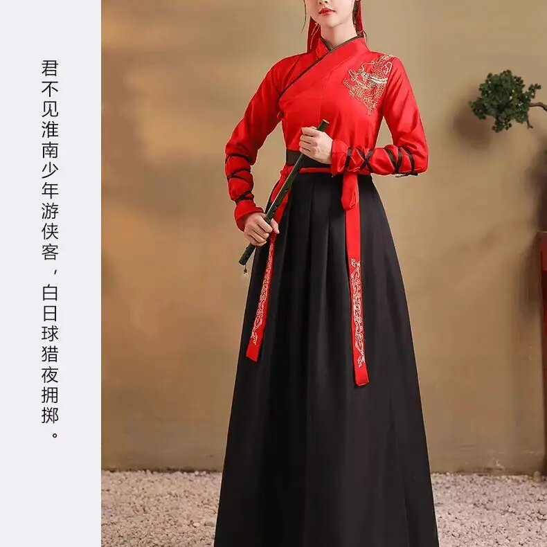 Кимоно Hanfu красное и черное, как на фото