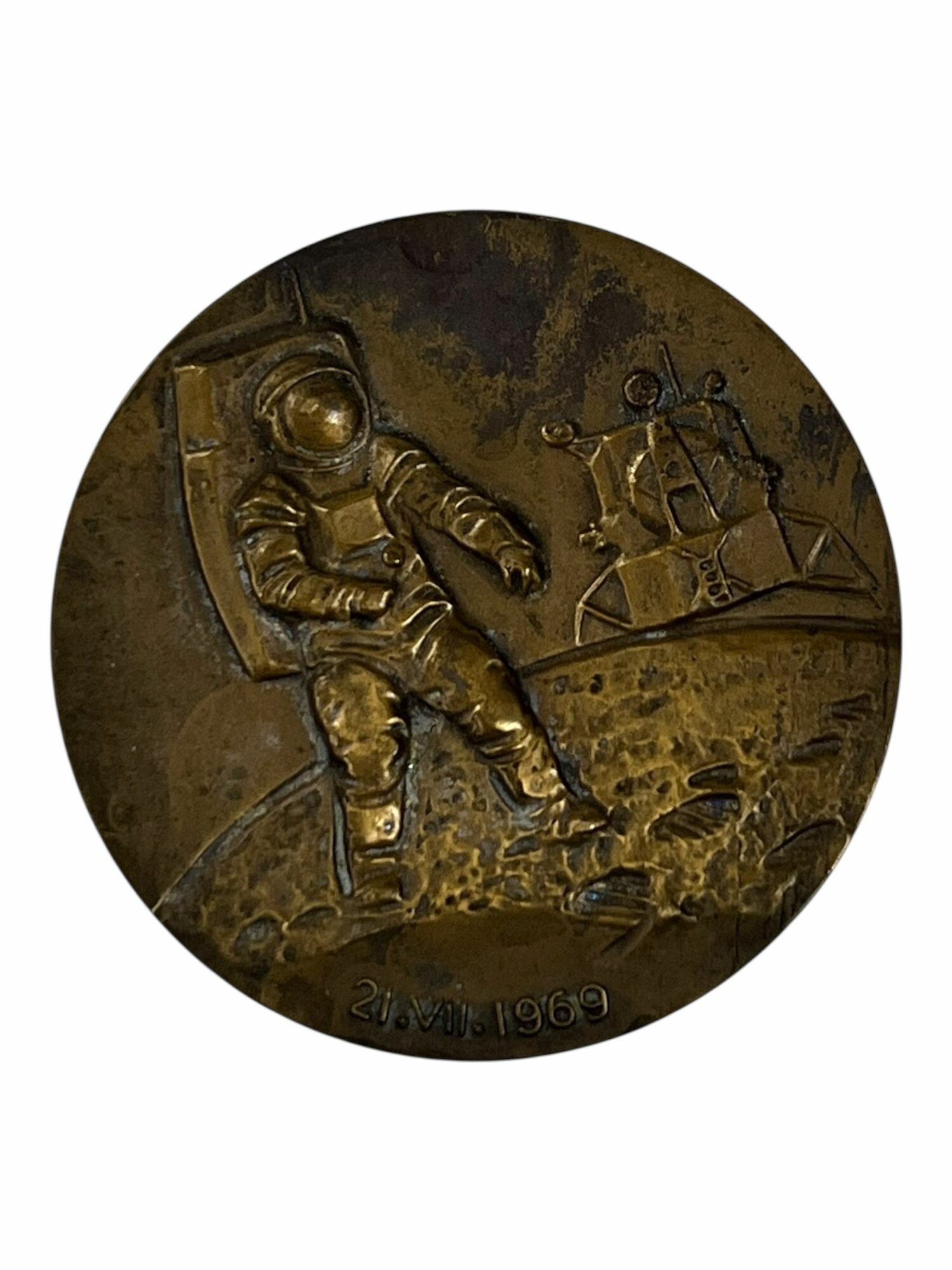 Советская настольная медаль, Н. Армстронг, клеймо ММД. Сделано в СССР