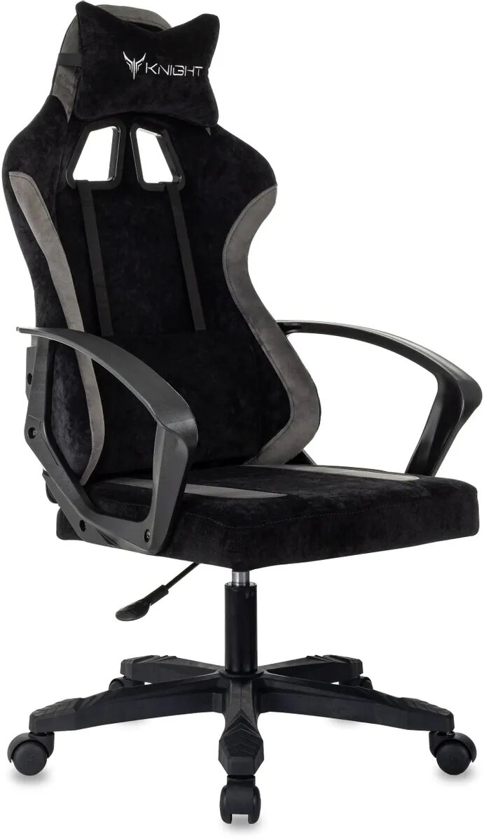 KNIGHT OPTIMUM B / Кресло игровое KNIGHT Optimum, на колесиках, ткань, черный/серый (knight optimum