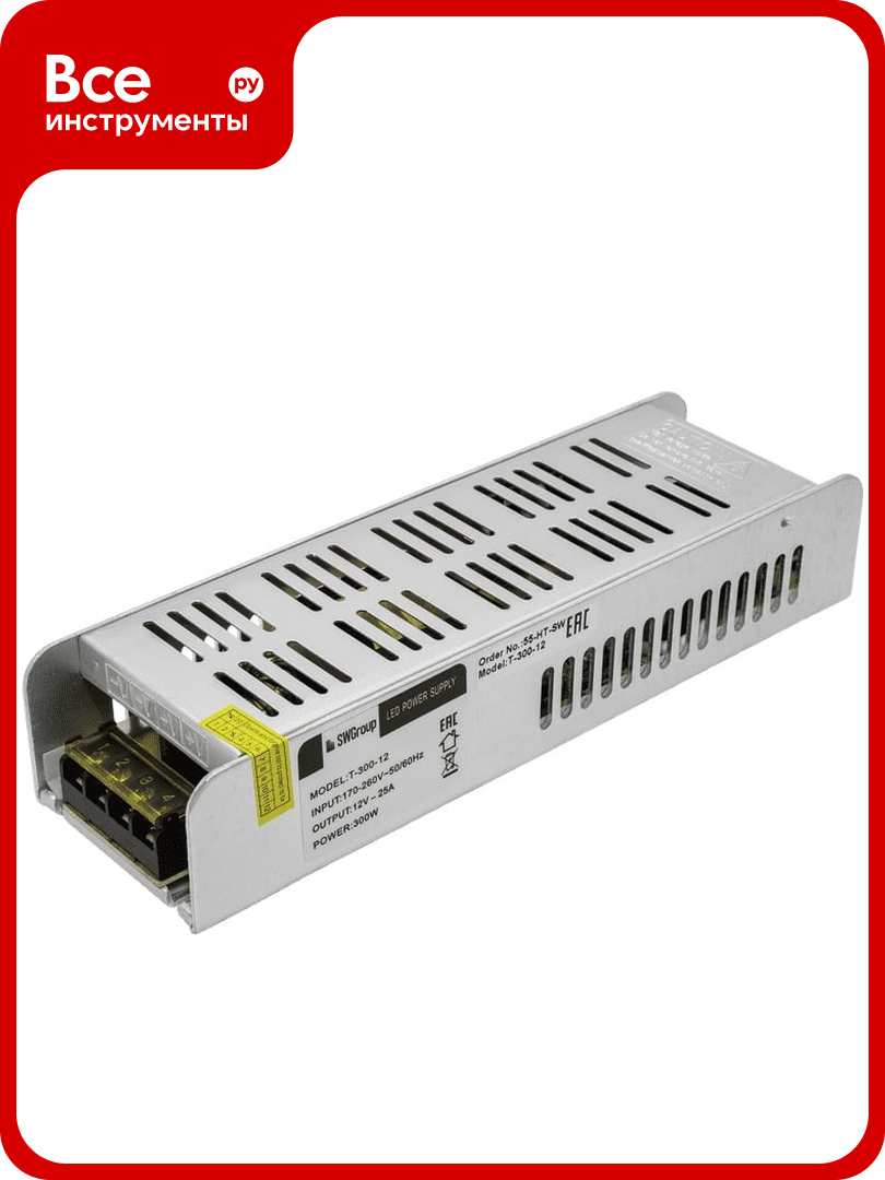 Компактный узкий блок питания SWG 300 W, 12V, T-300-12 00-00002381