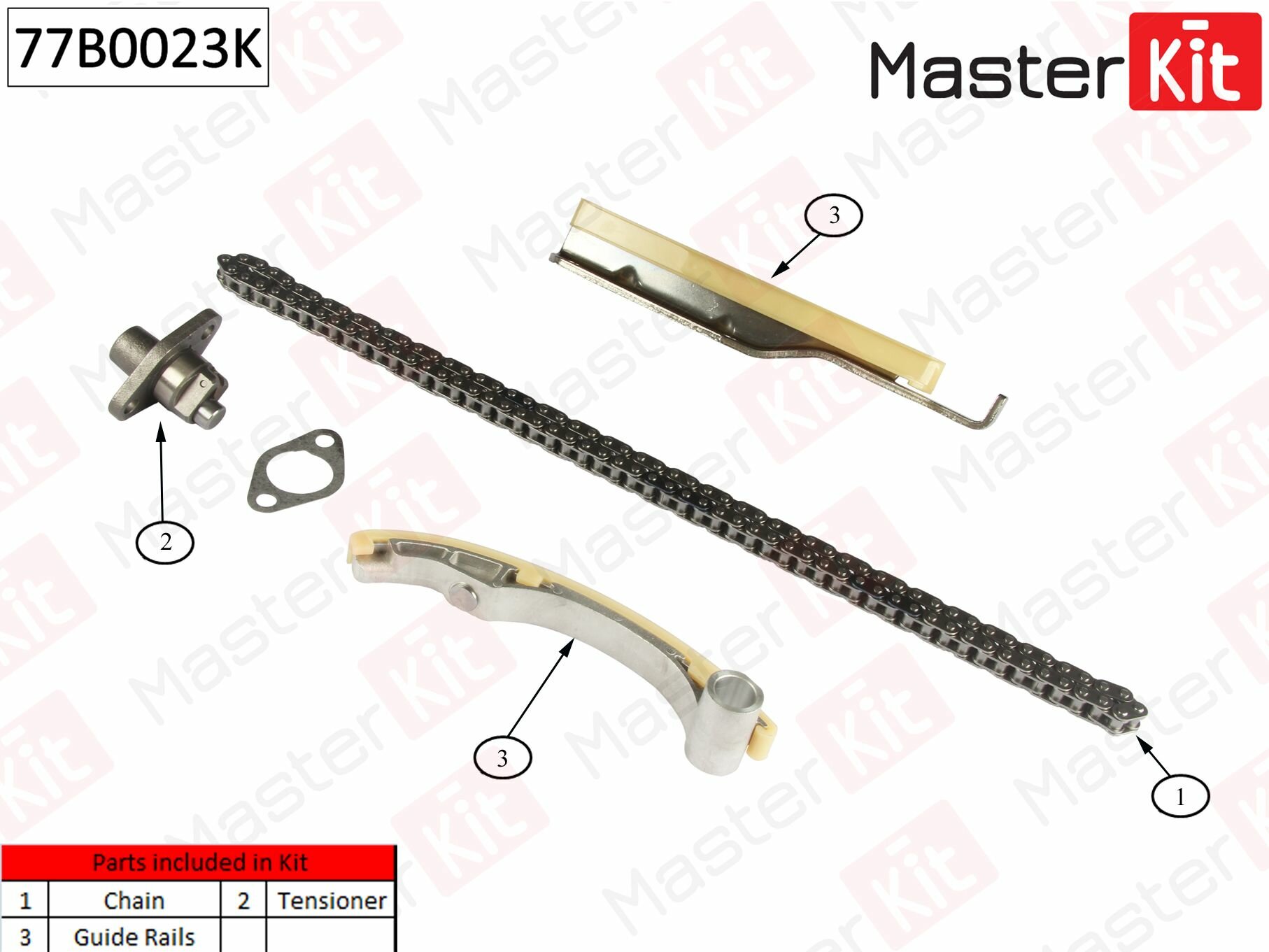 Комплект цепи ГРМ MITSUBISHI Pajero 3.2Di-D 4M41 00-06 без звездочек MasterKit 77B0023K