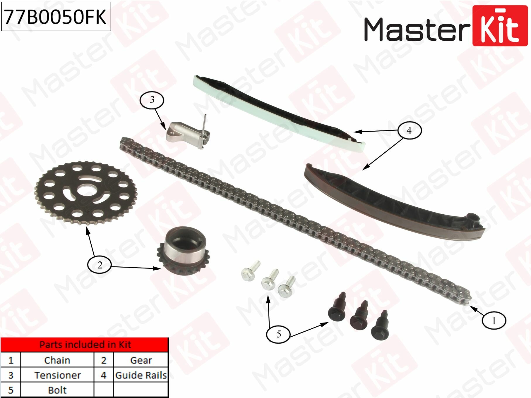 Комплект цепи ГРМ Renault Laguna 2.0d Ci M9R 05- MasterKit 77B0050FK