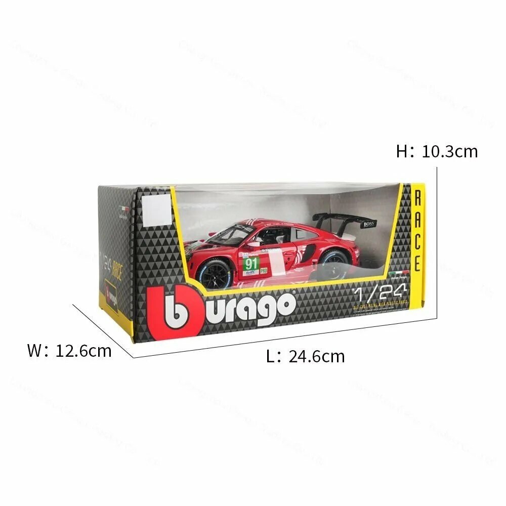 Bburago1:24 Коллекционная модель спортивного автомобиля Porsche 911 RSR LM 2020, отлитая под давлением