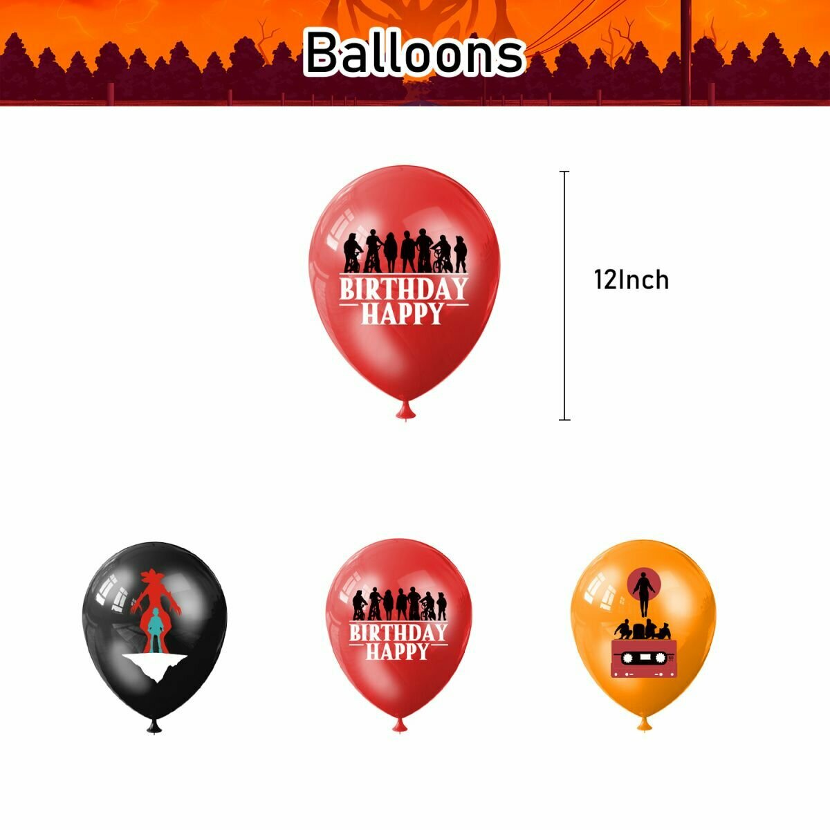 Набор для детского дня рождения Очень Странные Дела (Stranger Things), гирлянда-растяжка, флажки, шарики, украшения для торта, тематические