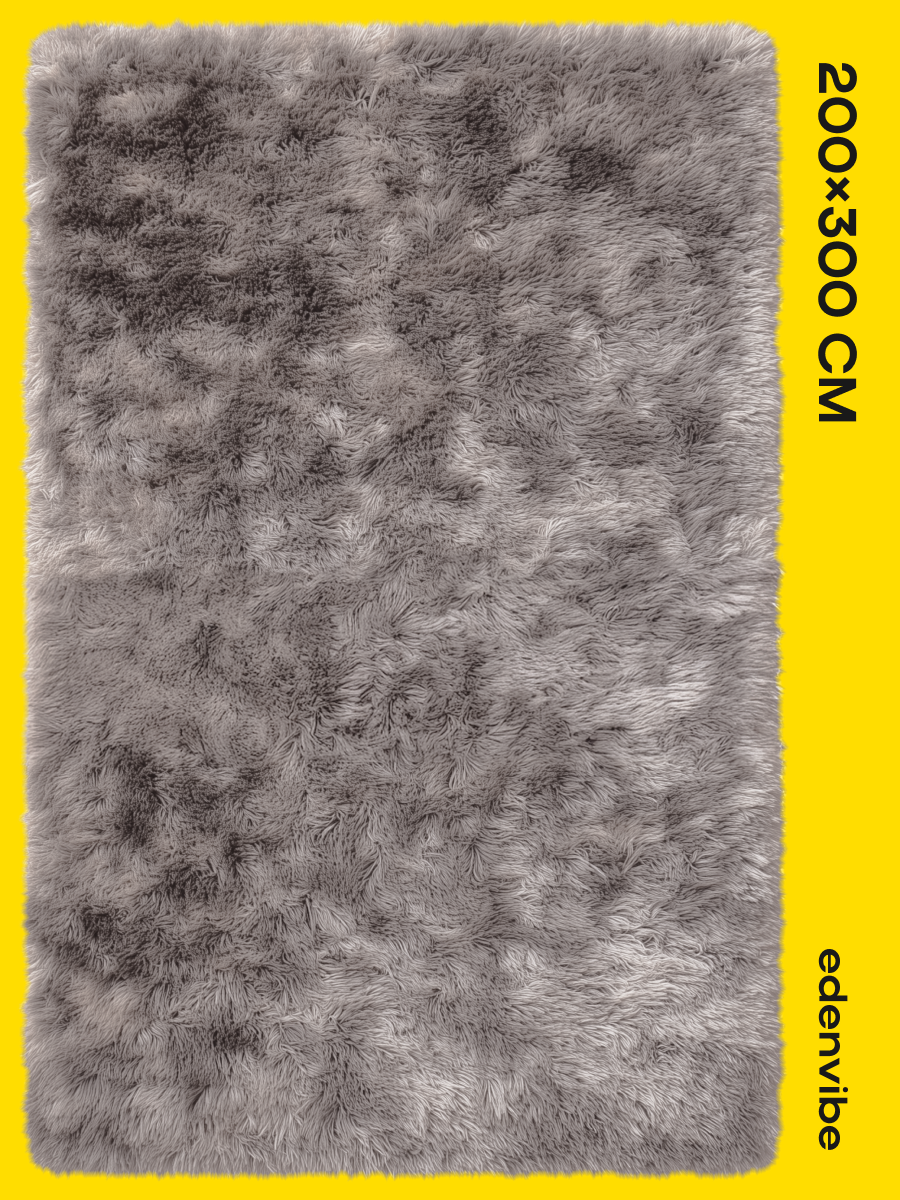 Ковер 200х300 с длинным ворсом Edenvibe, ковер в гостиную пушистый, цвет серый