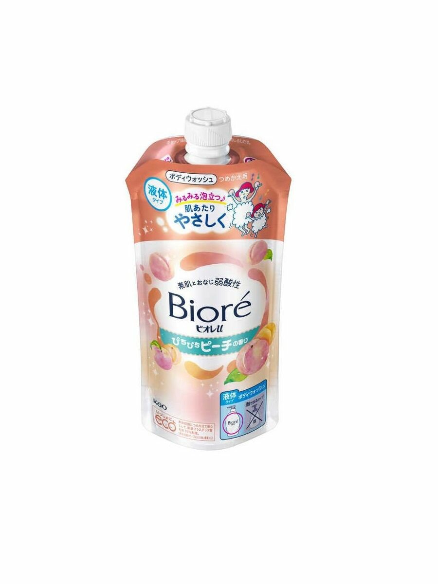 KAO Гель для душа для всей семьи Biore U Япония детский со сладким ароматом персика 320 мл