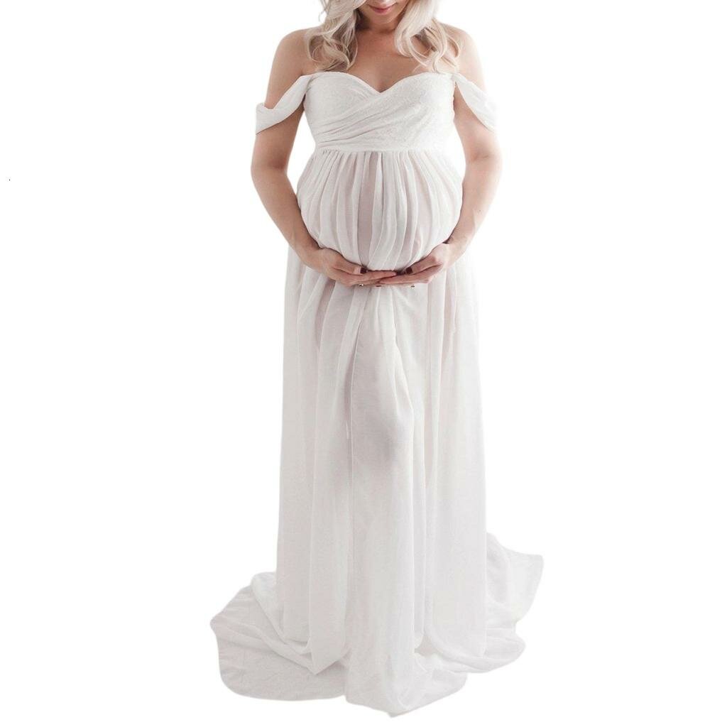 Платье для фотосессии во время беременности, Белый - S