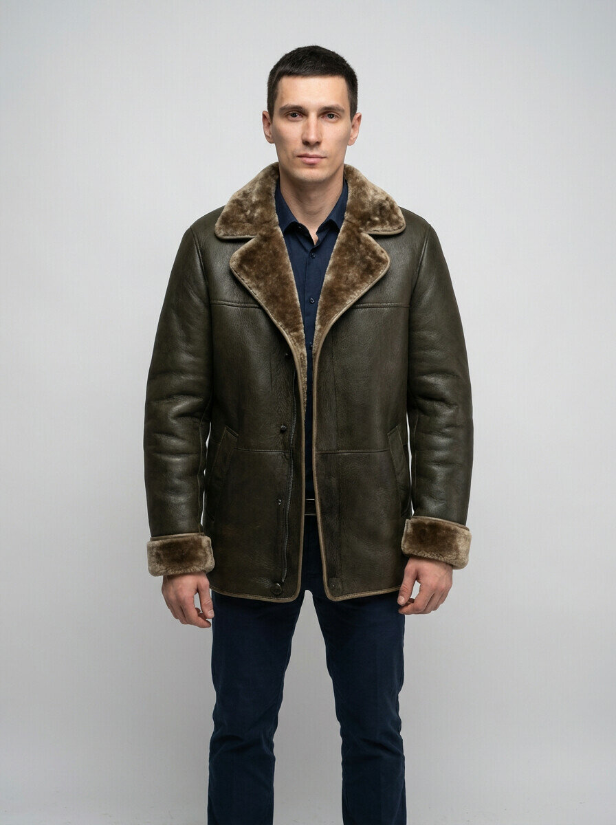 Дублёнка искусственная мужская, размер 58 (XL), коричневая