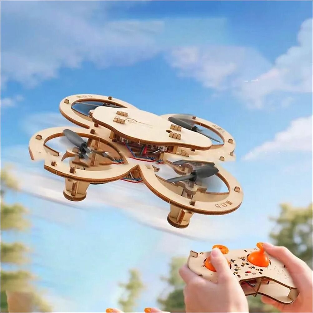 Конструктор квадрокоптера "DIY Drone", деревянный, 100%, хаки