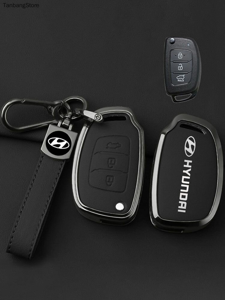 Кожаный чехол для ключа автомобиля для Хюндай Hyundai ix25 ix35 i10 i20 Solaris Tucson Sonata Santa Sport Elantra Creta Verna 2015 2016 2017 2018,3 кнопки, ZH