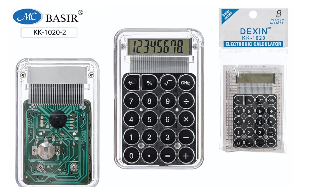 Калькулятор для детей 8-разрядный питание от батарейки прозрачный чёрный (Basir)