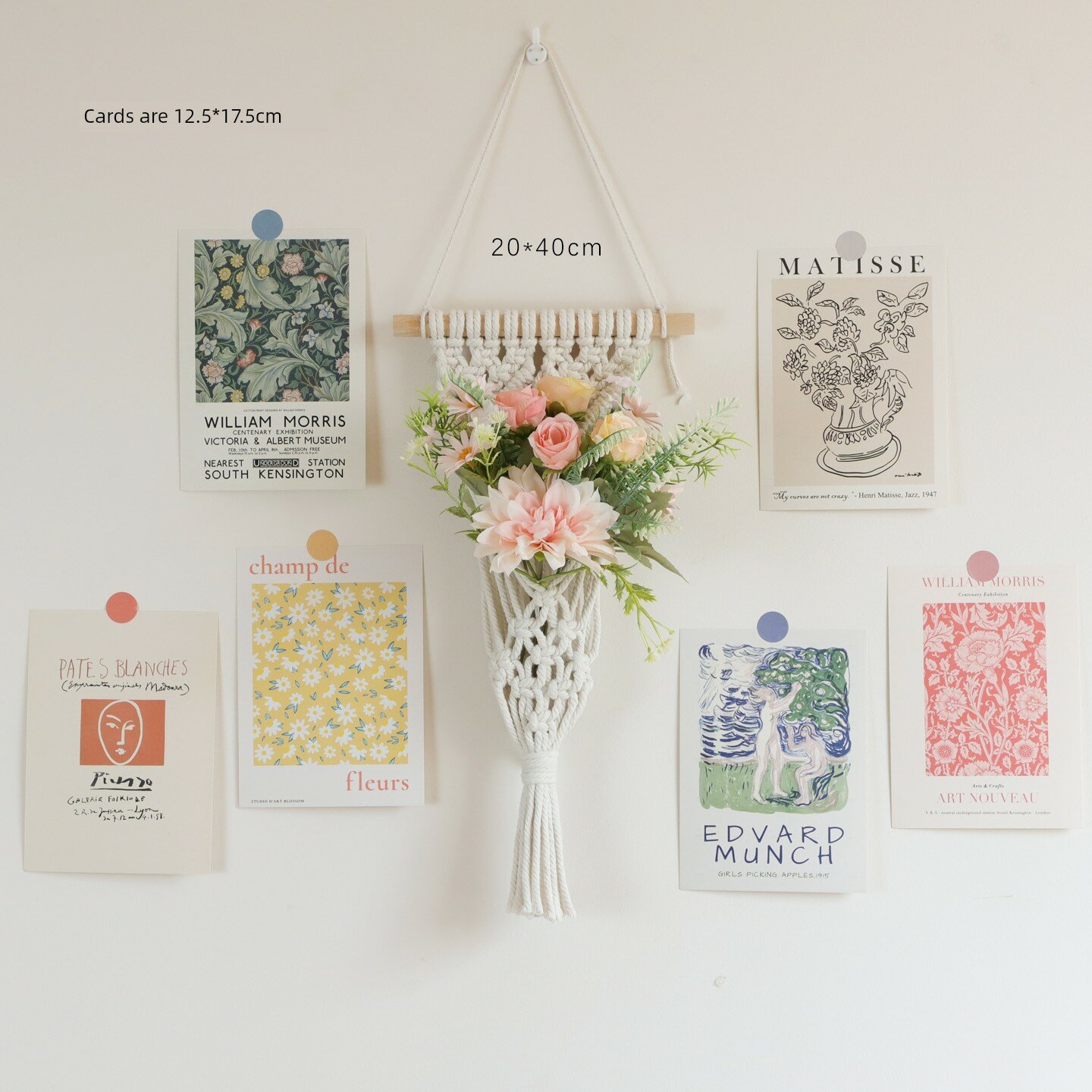 Декоративная тканевая картина-гобелен в стиле INS с искусственными цветами, настенные наклейки, композиция для спальни,