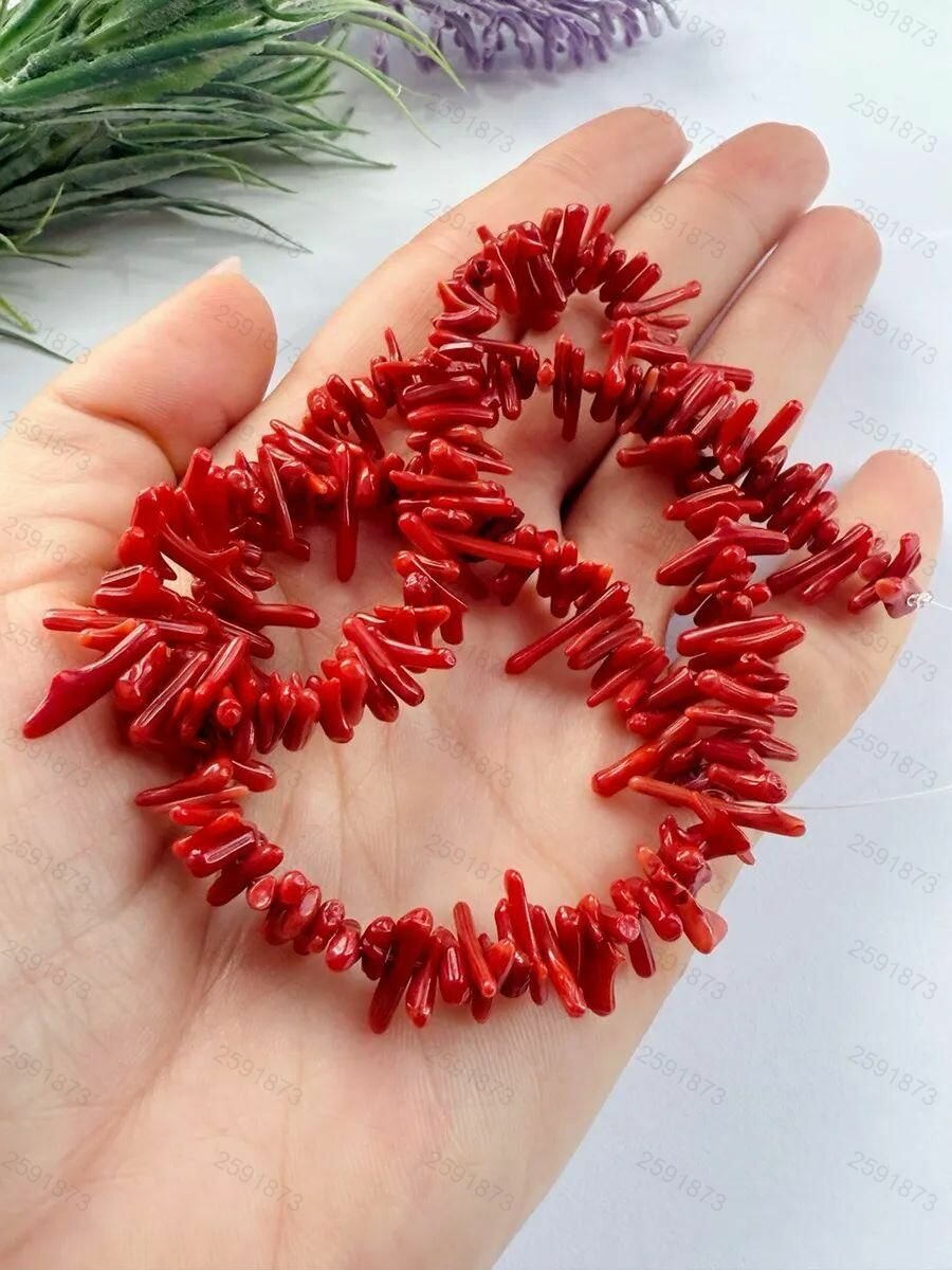 Бусины для рукоделия коралловые палочки красные