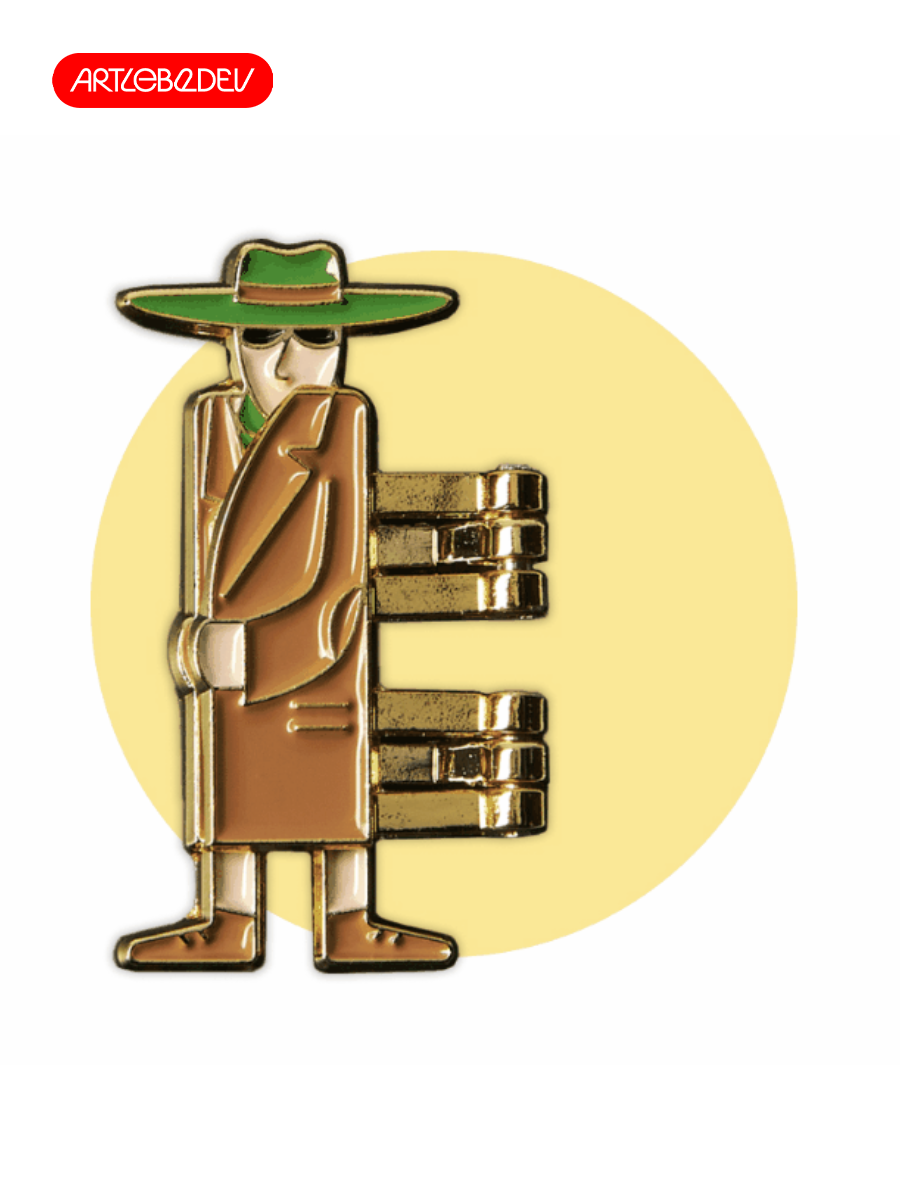 Значок металлический механический на одежду и рюкзак Мафиози