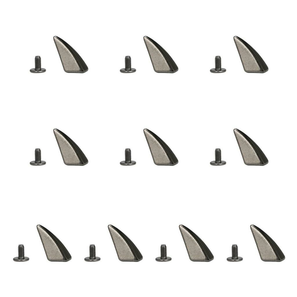 Готические шипы из сплава, 10 шт, пистолет черный - 10 рожков 11x16