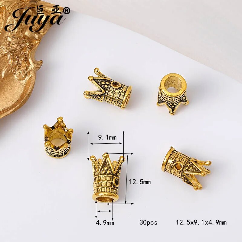 Бусины Juya с крестом, металлический сплав, 30 шт. Ancient gold