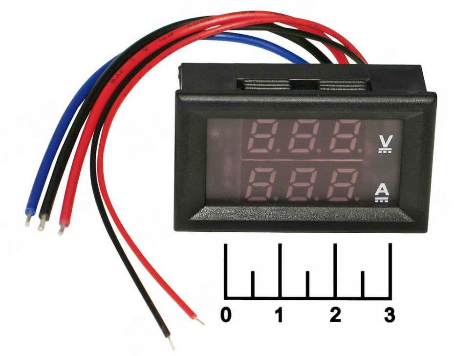 Радиоконструктор вольтметр/амперметр 0-100VDC 0-10A цифровой WR-005 (красный)
