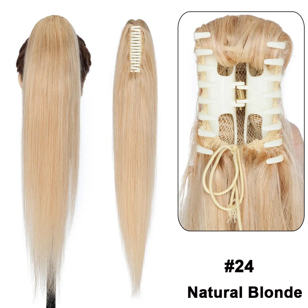 SEGO прямые натуральные волосы для наращивания конского хвоста 22inch 120g, # 24