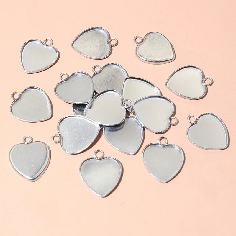 20 шт. 12 мм сердце внутренний размер материал из нержавеющей стали простой стиль кабошон база камея установка подвески кулон лоток