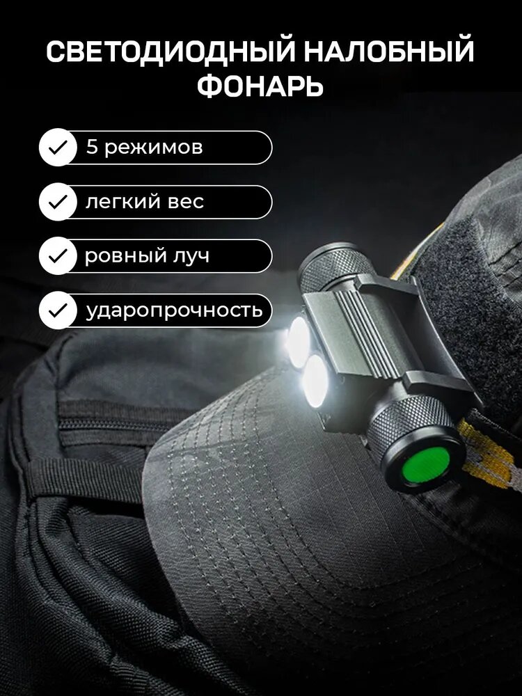 Налобный фонарь Sofirn H25S 1200лм аккумуляторный, черный цвет, с USB-зарядкой и гарантией — фото 1