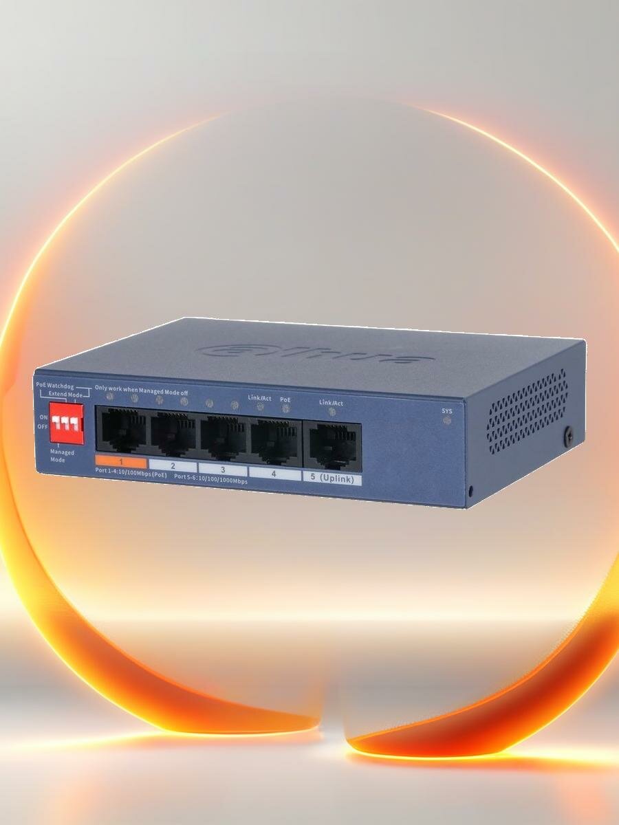 Dahua PoE коммутатор (свитч) DH-CS4005-4ET1GT-60