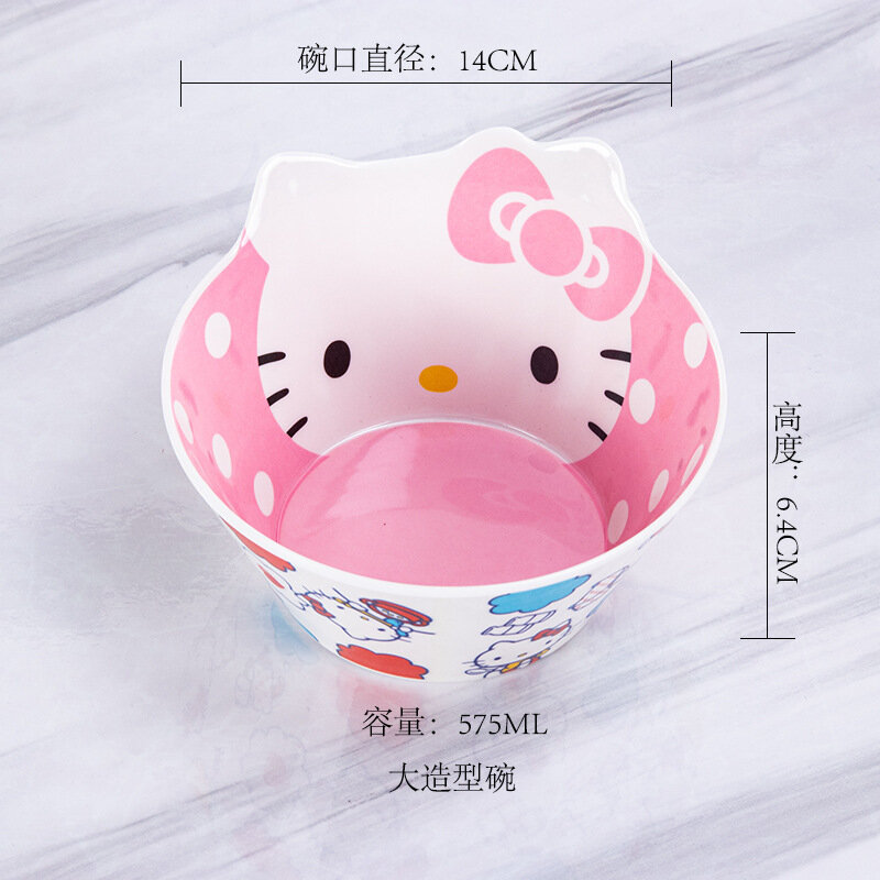 Столовая тарелка для семейного обеда Hello Kitty, милая миска, мультяшный детский набор посуды, миска для риса, тарелка для овощей.