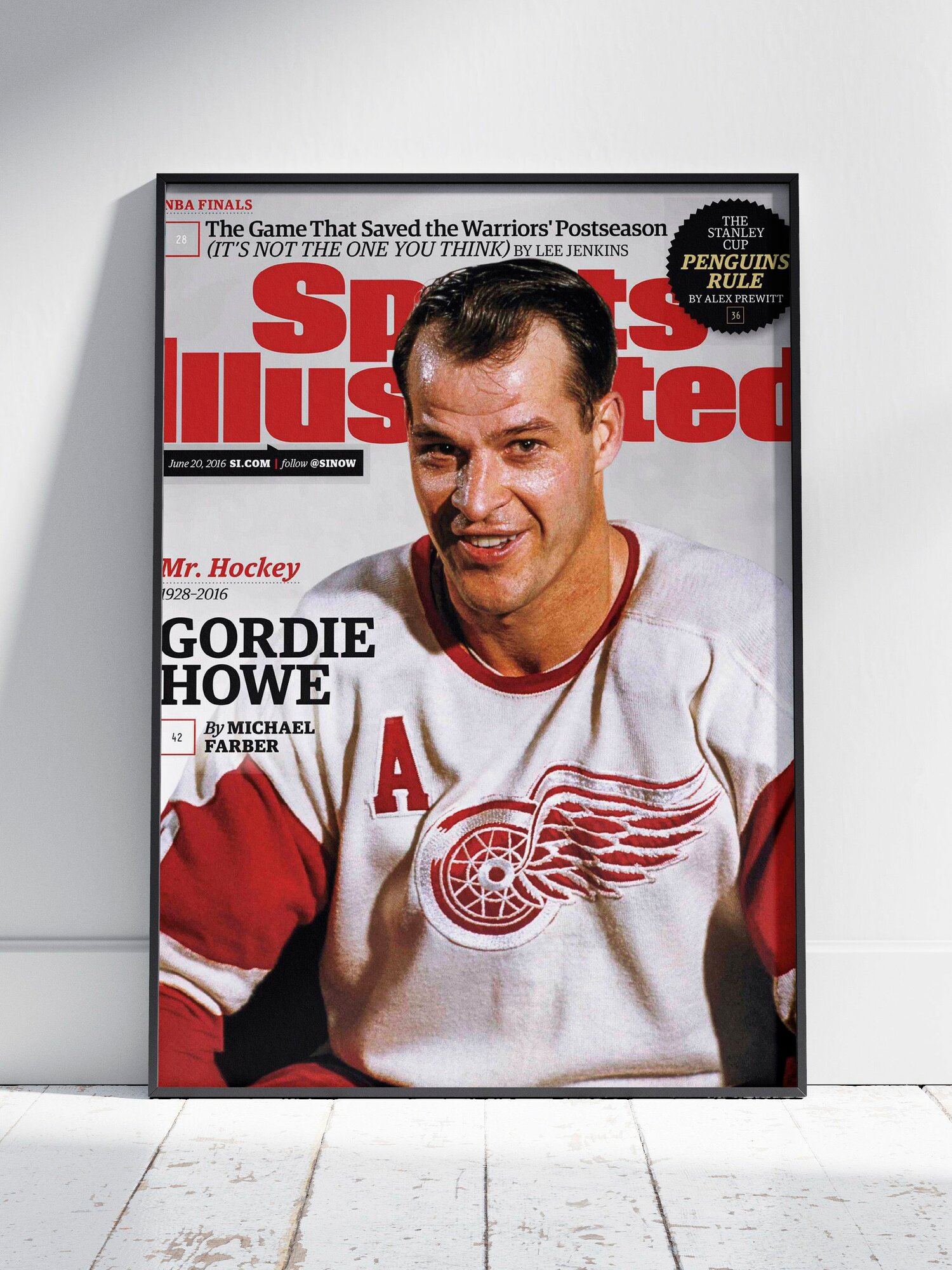 Плакат на стену для интерьера Легенды Хоккея (Гордон Горди Хоу - Gordie Howe) - Постер по спорту и физической активности формата A3 (30x42 см)