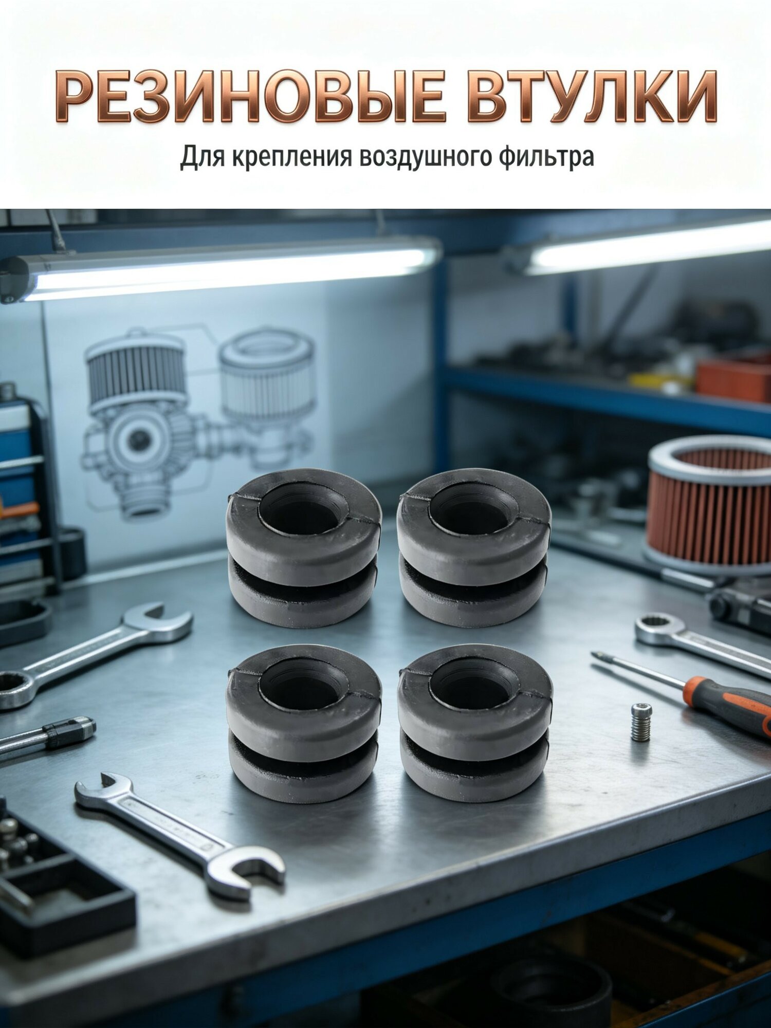 Резиновые втулки крепления воздушного фильтра, запасная деталь 25x15 мм с отверстием 10,5 мм для гашения вибрации и удержания корпуса, комплект 4 шт 9814411880
