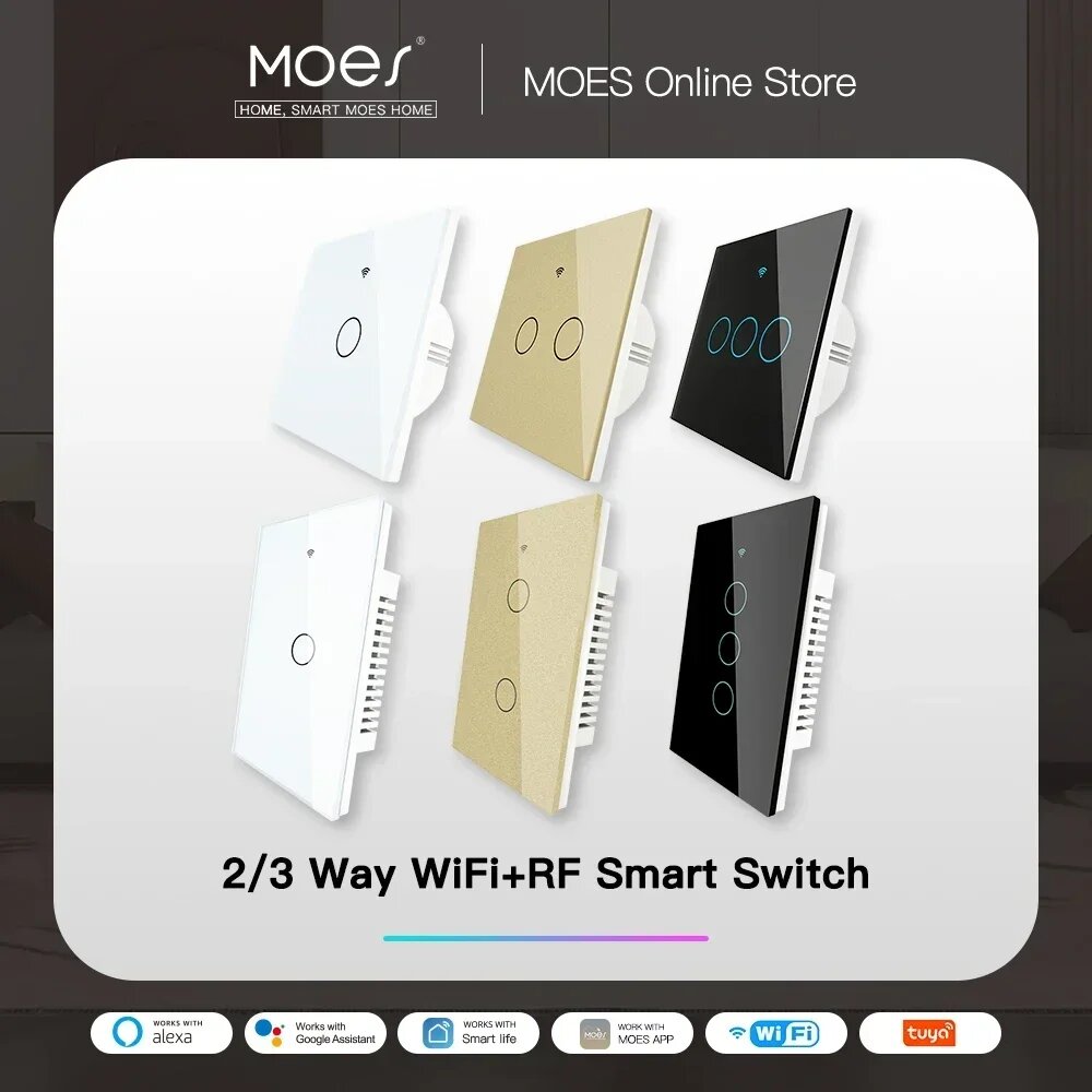 MOES 1-ганг Wi-Fi выключатель света Gold EU 220V