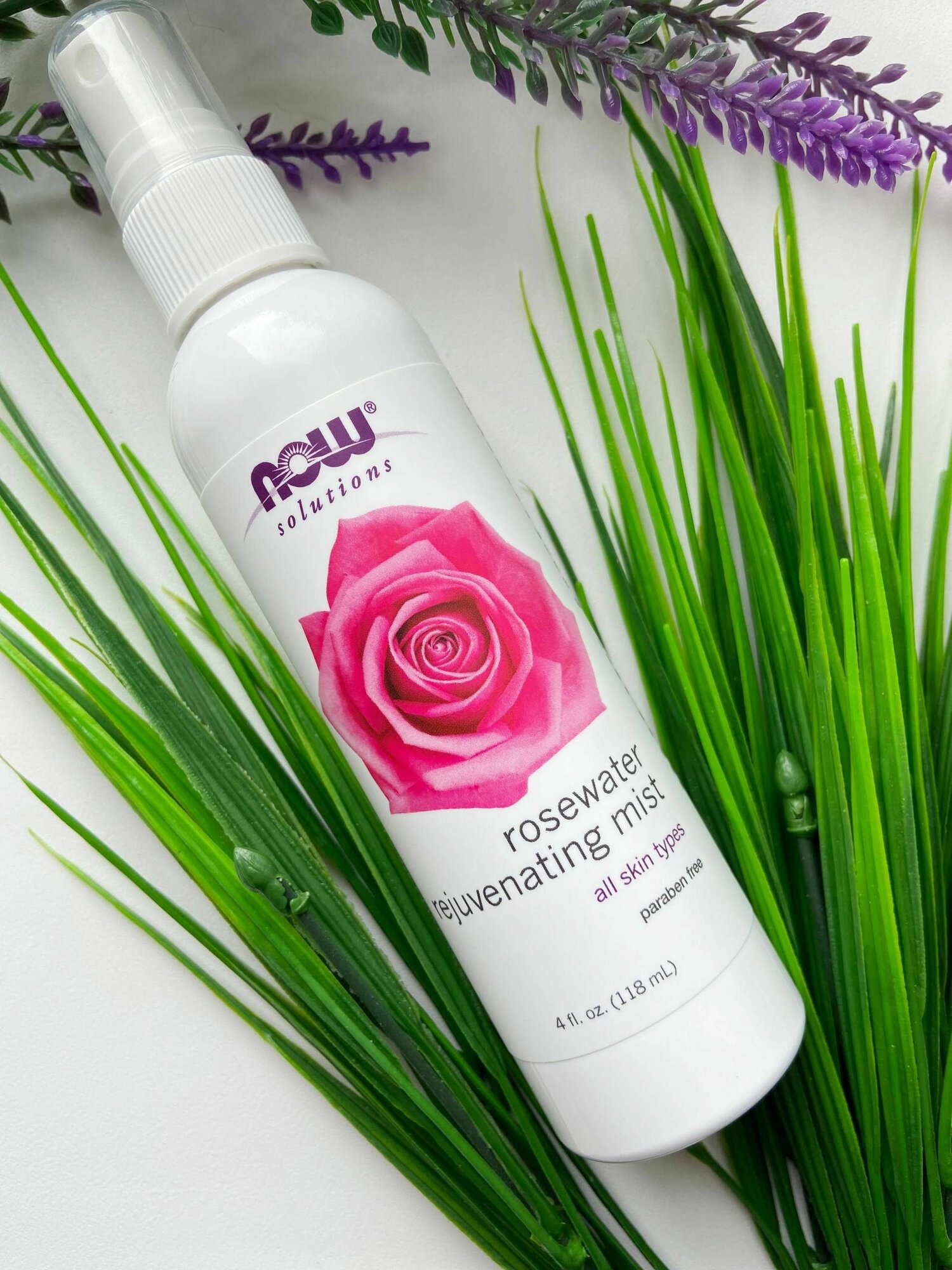 Увлажняющий спрей с розовой водой для всех типов кожи, Now Foods, Rosewater Rejuvenating Mist, 118 мл