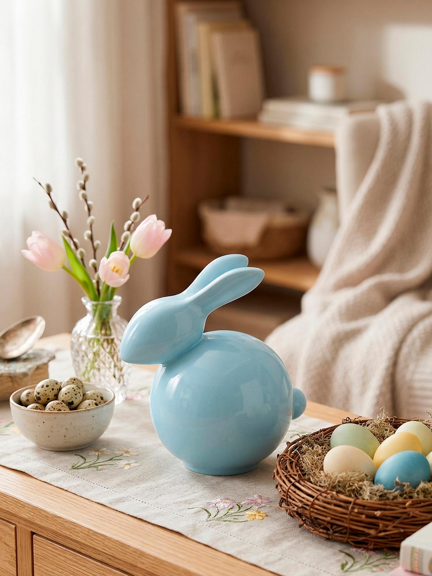 Статуэтка HIll & Mill "Rabbit", керамическая, ручная работа, 20см, голубая